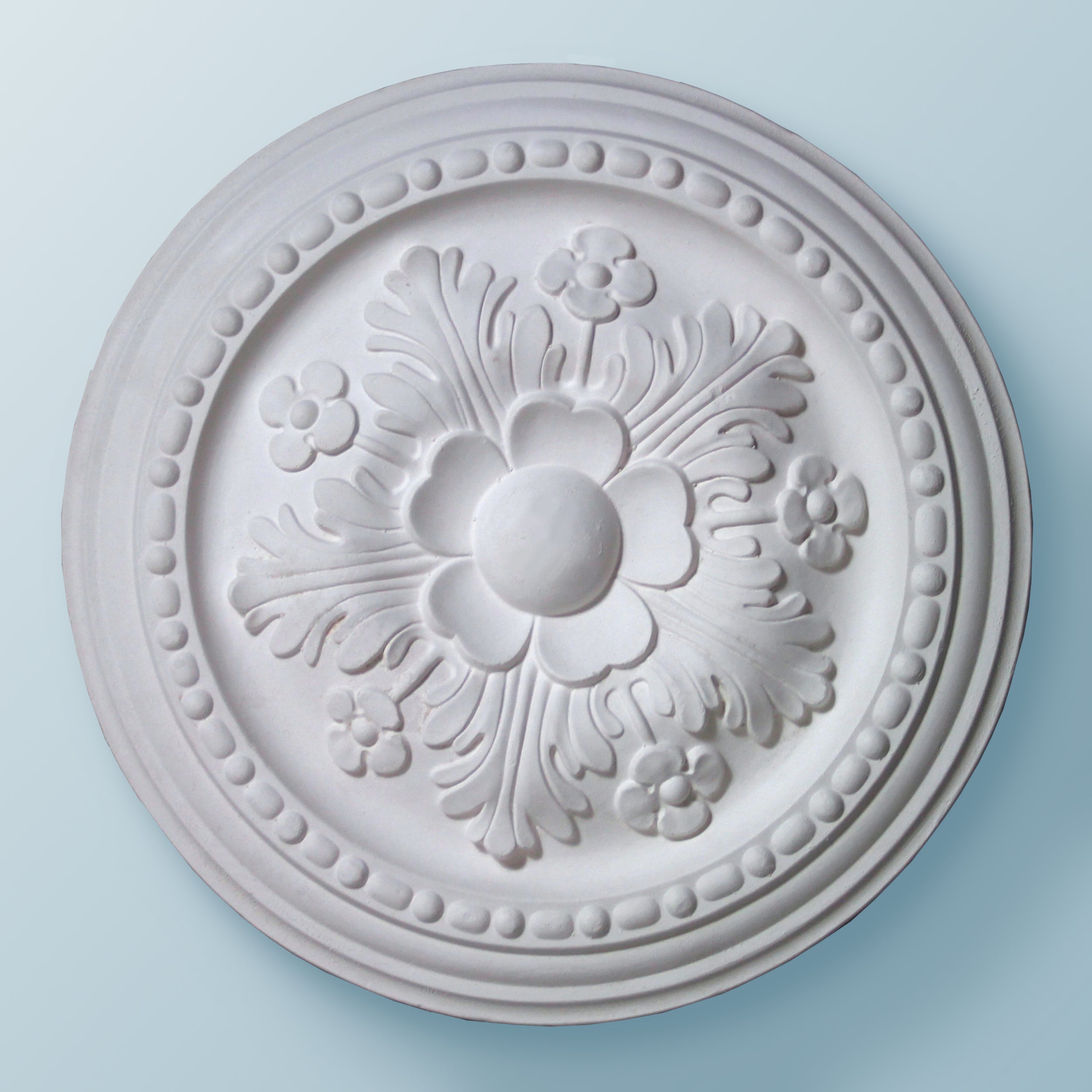 Leaf Ceiling Rose - Beads And Flowers - 290mm – bespoke-plaster