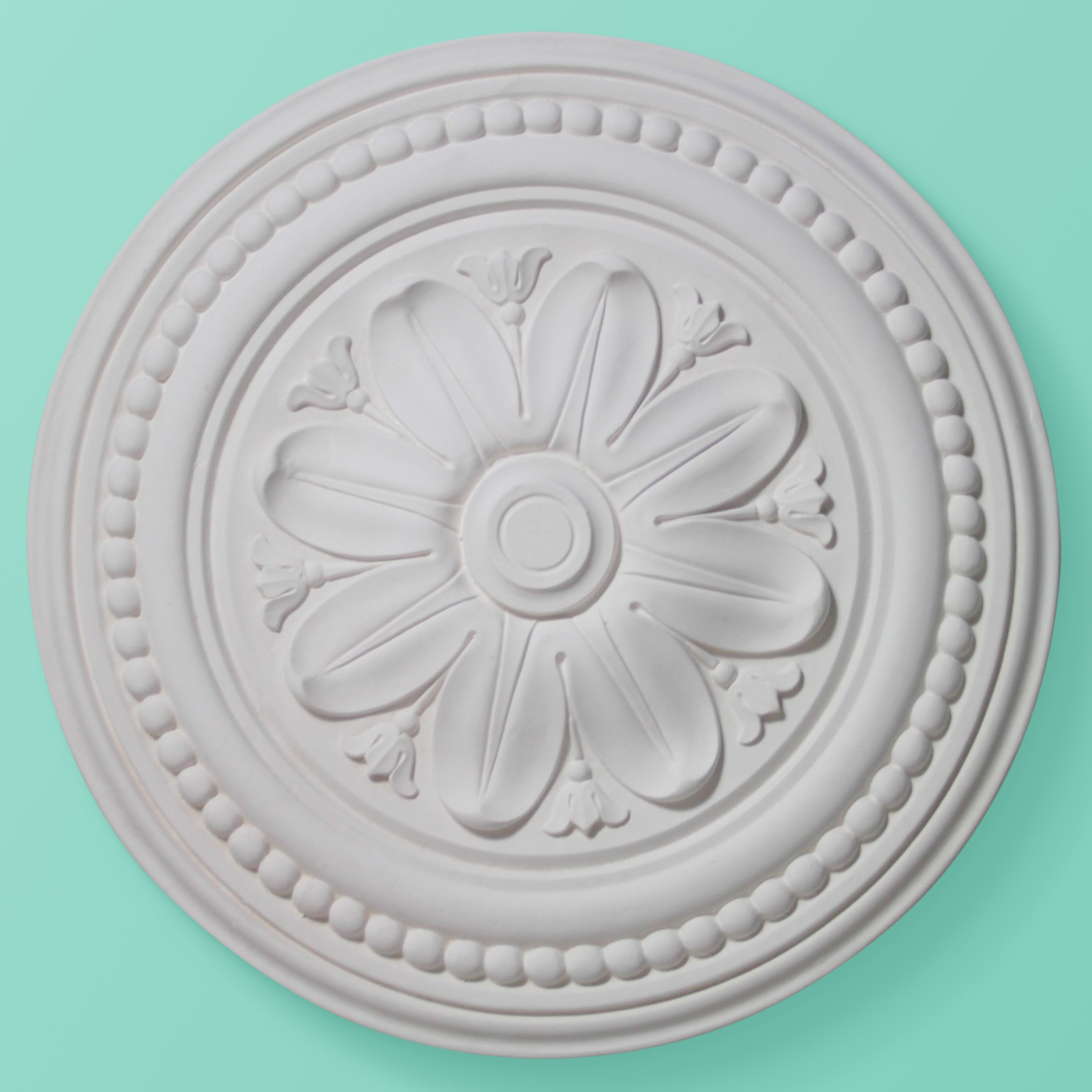 Leaf Ceiling Rose - Beads and Bells - 410mm – bespoke-plaster